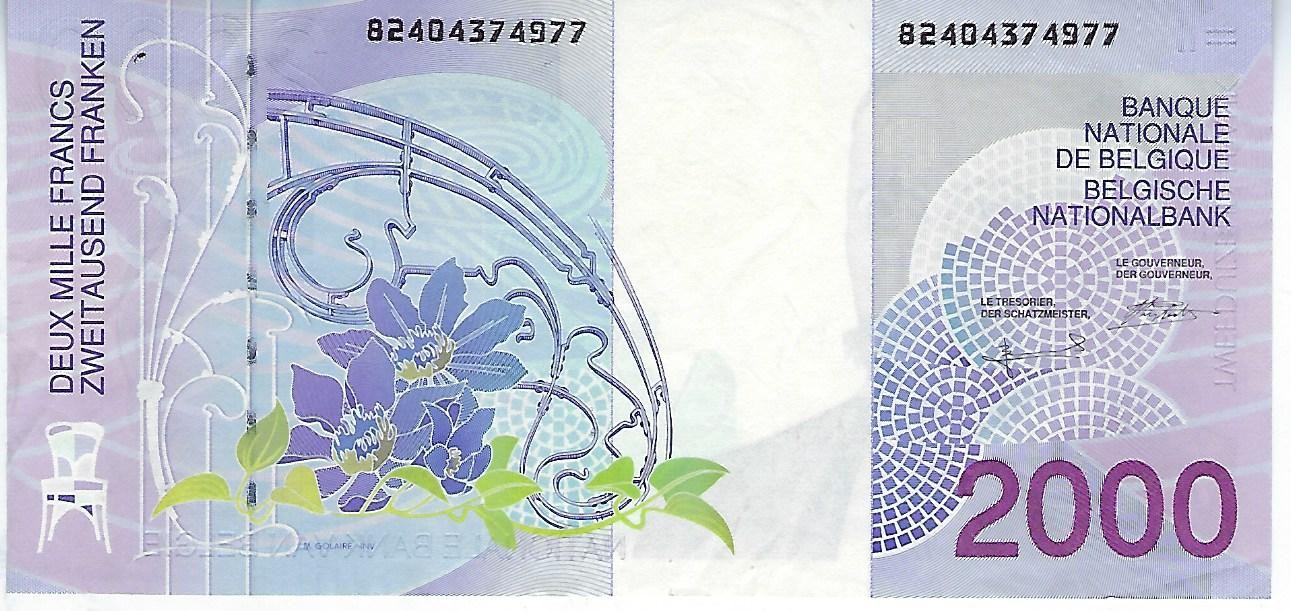 Billet de banque de Belgique 2000 franc Victor Horta
