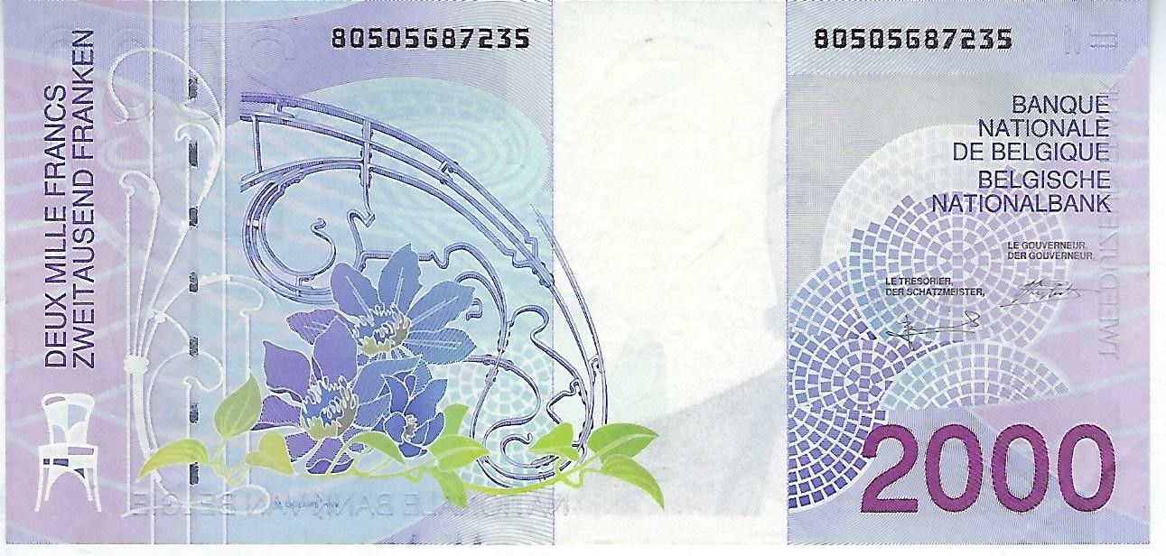 Billet de banque de Belgique 2000 franc Victor Horta