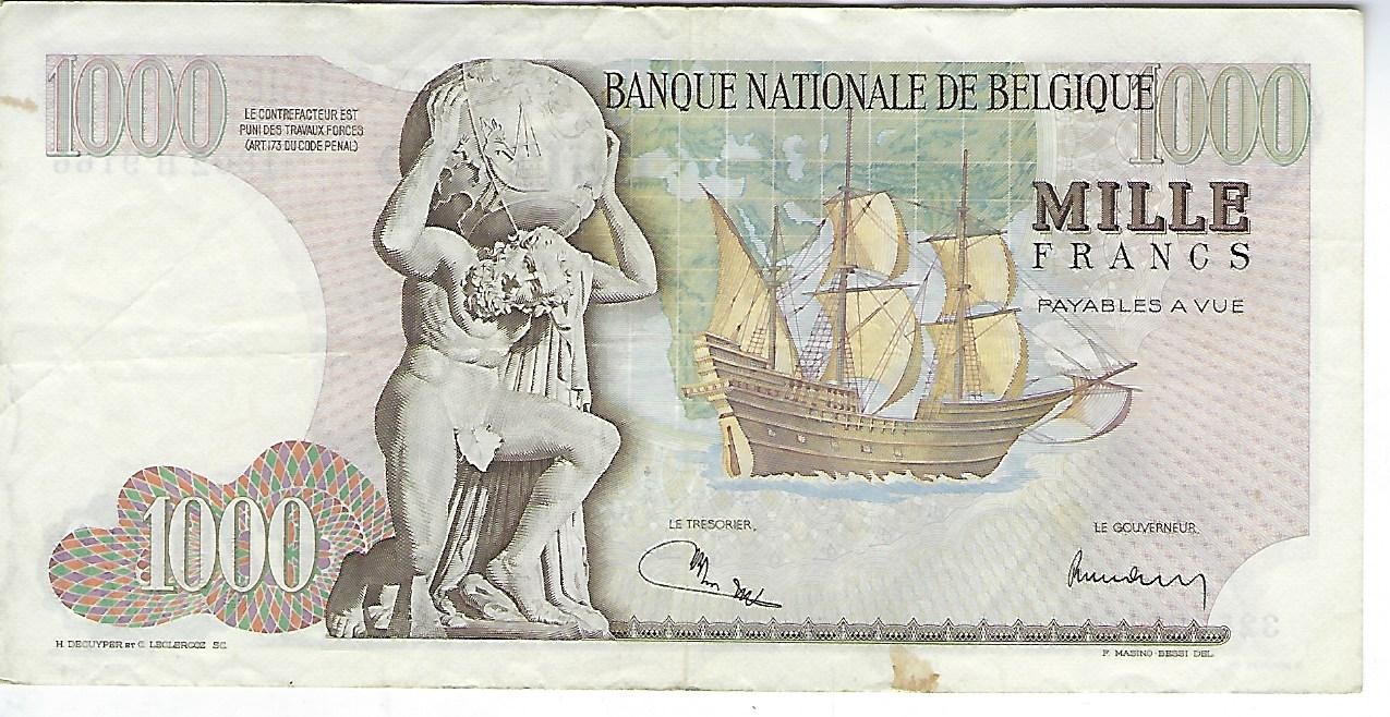 Belgisch Bankbiljet van 1000 frank met de afbeeldingen van Mercator